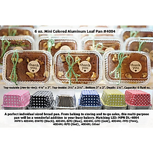 KitchenDance Disposable Aluminum Mini Loaf Pans with LIds - 6 Ounces Rectangular Individual Sized Loaf Pans, Oven Safe Aluminum Foil Baking Pans perfect for Cakes, Cobblers- #4004 (Red Polka Dot, 50)