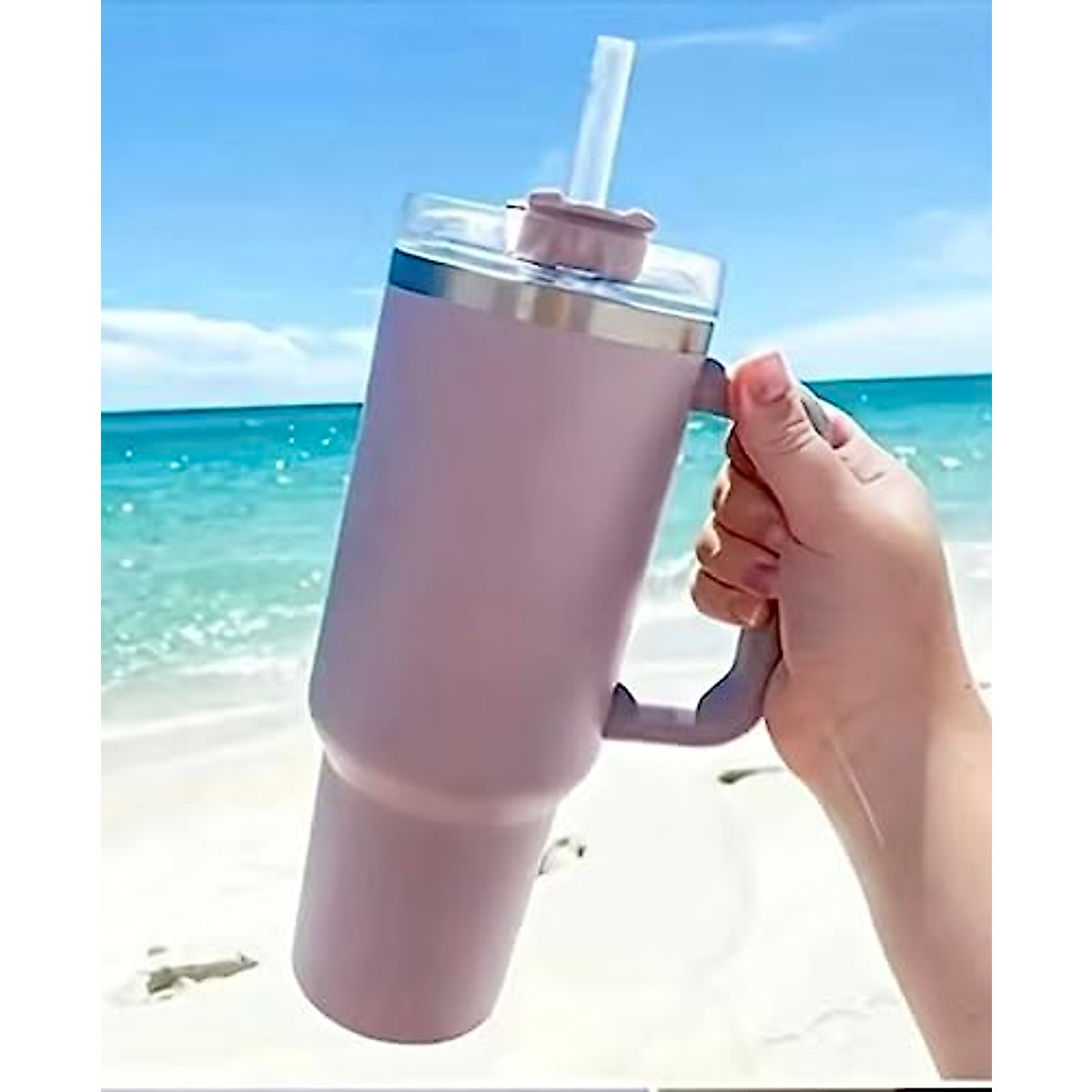 Aesthetic Adventure Quencher 40oz Stainless Steel insulated Tumbler with Handle and Straw - Lavender