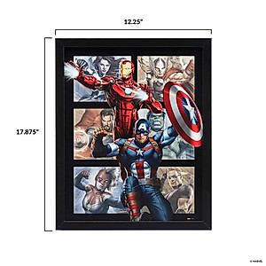 Marvel Avengers Framed Wood Wall Decor - Featuring Captain America, Iron Man and More - Classic Marvel Avengers Wall Art