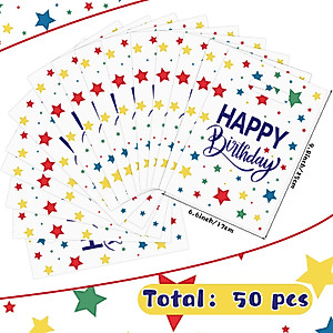 Hxezoc 50 Pieces Birthday Candy Bags Happy Birthday Goodie Bag Plastic Treat Bags Gift Wrap with Handles Favor Bags For Birthday Party Decoration Supplies (White)