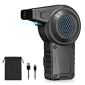 Reesibi Cordless Compressed Air Duster, Professional Air Blower for Camera Lens Cleaning, 35000 RPM 2 Speeds Powerful Electronic Air Duster (LED Light, 2400mAh Rechargeable) for Computer, Keyboard