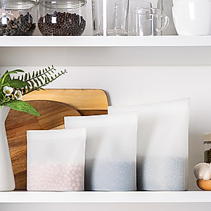 Winrock Reusable Silicone Food Storage Bag, for Microwave, Oven, Fridge, Freezer & Sous Vide Zip Sealed Containers (3 size：53oz, 32oz, 18oz)…