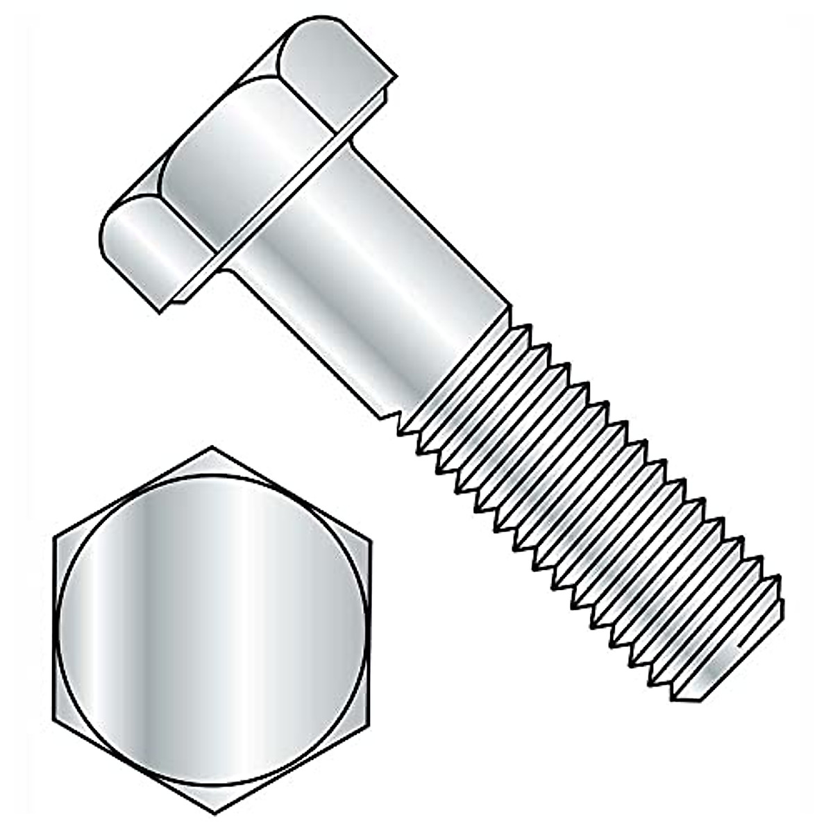 Hex Cap Screw, M8 x 1.25 x 30mm, Carbon Steel, Zinc, Grade 8.8, UNC, 100 Pack
