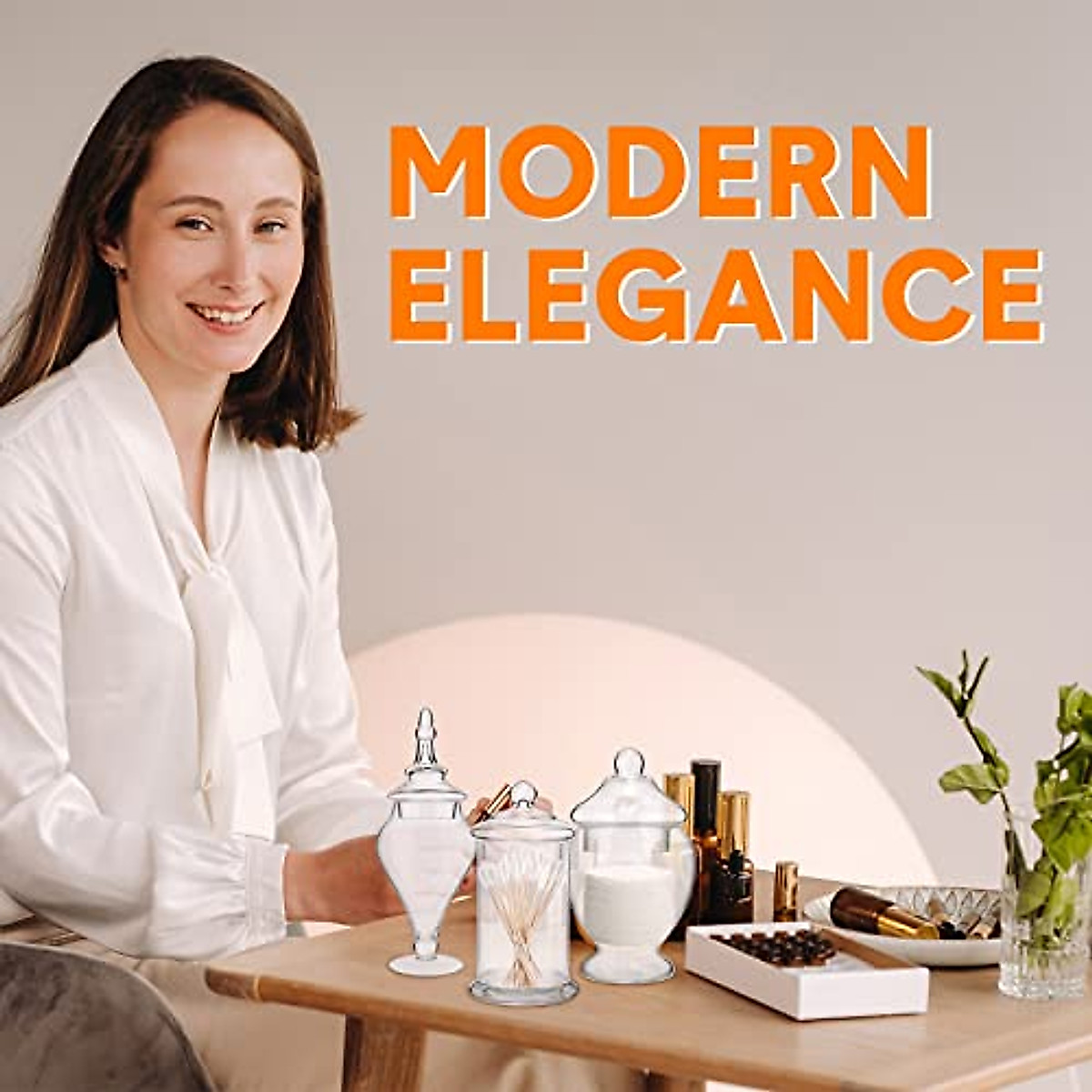 5 Pieces Glass Apothecary Jars with Lids Large Candy Buffet Display Decorative Jars Clear Storage Jars Candy Bar Organizer Canisters for Kitchen Bathroom Wedding Party, 5 Shapes