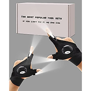 Christmas Gifts for Men Dad Husband Him from Daughter Wife Son Kids, Cool Gadgets for Men Gifts - Universal Socket/Magnetic Pickup Tool with LED/Magnetic Wristband/LED Flashlight Gloves