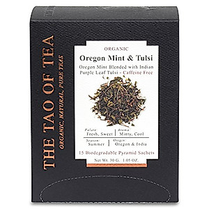 The Tao of Tea Oregon Mint & Tulsi Box Pyramid Sachets, 15 Pyramid Sachets