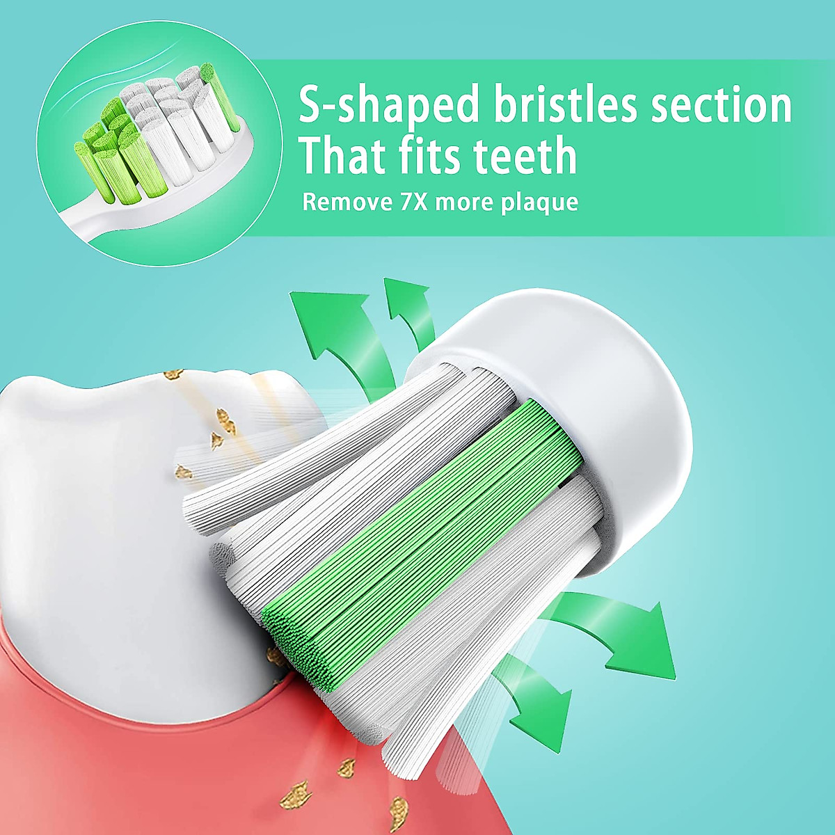 Electric Toothbrush Brush Replacement Heads, White, 8 Packs