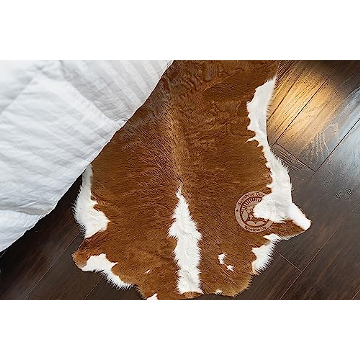 Genuine Calfskin Hereford Calf Hide Cow Skin Cowhide Rug Leather Area Rug 3 x 3 ft.