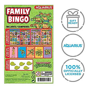 AQUARIUS Teenage Mutant Ninja Turtles Bingo Game - Fun Family Party Game for Kids, Teens and Adults - Entertaining Family Game Night Gift - Officially Licensed TMNT Merchandise - Ages 6 and Up
