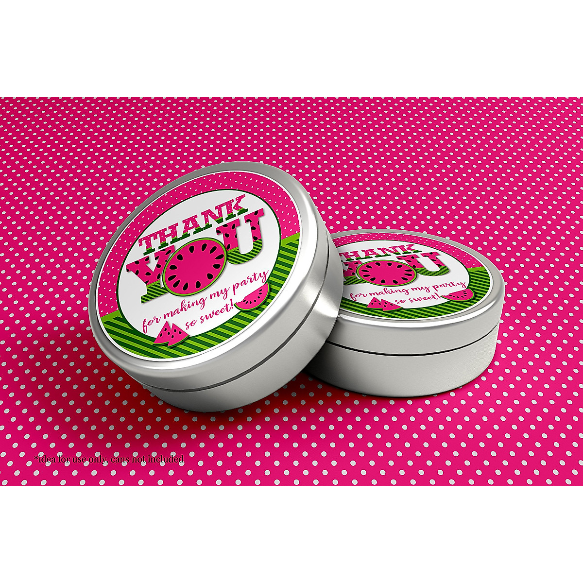 Pink Watermelon Birthday Party Thank You Sticker Labels, 40 2" Party Circle Stickers by AmandaCreation, Great for Party Favors, Envelope Seals & Goodie Bags