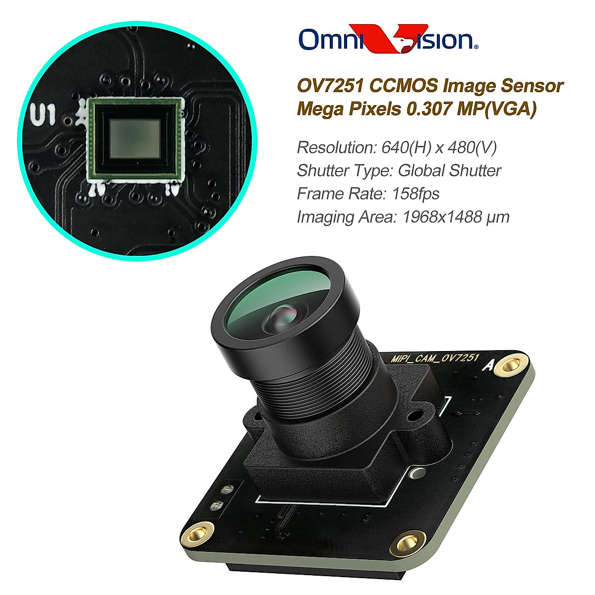 innomaker GS Camera OV7251 Sensor with Global Shutter External Trigger Stream Mode 0.3MP Frame Rate up tp 158fps 8bit 10bit rawdata Format for Raspberry Pi 5 4B 3B+ 3B 3A+ CM3+ CM3 Pi Zero W