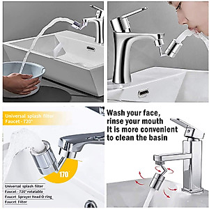 2 Pack Dual-Function 2-Flow Sprayer Faucet Head, 720 Degree Swivel Faucet Aerator, Large-Angle Rotating Splash Filter Faucet, Faucet Replacement Part-55/64-27UNS Inch Female Thread Faucet