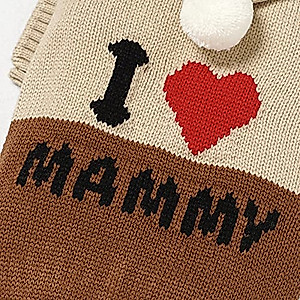 Neiwech Dog Clothes Pet Dog Hooded Sweater Soft Warm Knitwear I Love Mammy Sweatshirt for Puppy Small Dogs (Mika, L)