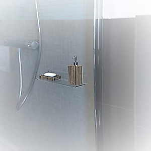 Clear Acrylic Floating Shelves Wall Mounted , Floating Shelves for Wall for for Storage, Bedroom Living Room Bathroom Kitchen and More,Self-Adhesive and Perforated Installation 2-pack (Transparent)