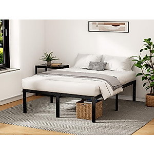 QEROMY Bed Frame No Box Spring Needed, Heavy Duty Metal Platform Bed Frame Noise-Free, Quick & Easy Assembly, Black (Full, 14 INCH)
