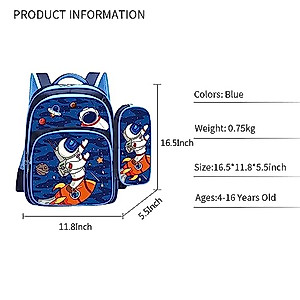 YUNYINIE 16.5" Space Astronaut School Backpack Set and Bucket Hat for Kids, Cute Lightweight Preschool Backpack for Toddlers Boys Girls