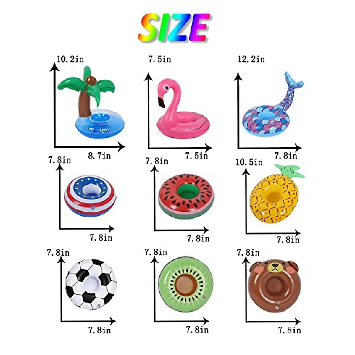 CPTC Floating Drink Cup Holder for Pool,10 Pack Inflatable Drink Holder Drink Floats Drink floaties for Swimming Pool Party