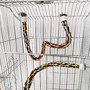 1 Piece Bird Perch Bird Toy Bird Spiral Rope Perch Bird Spiral Cotton Rope Perches Bird Cage Accessories Parakeet Climbing Stand Bar Parrot Cotton Swing Climbing Standing Toys(26.32 Inch)