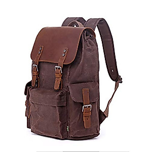 TSD Brand Stone Creek Waxed Canvas Backpack (Brown)