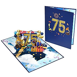 GREETING ART 75th Birthday Card for Dad Mom Grandma Grandpa,75th Birthday Party Decorations,75 Years Anniversary Card for Women and Men,75 Years Old Birthday Gifts