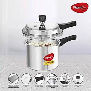 Pigeon Favourite Al Outer Aluminum Pressure Cooker, 3 Litres, Silver