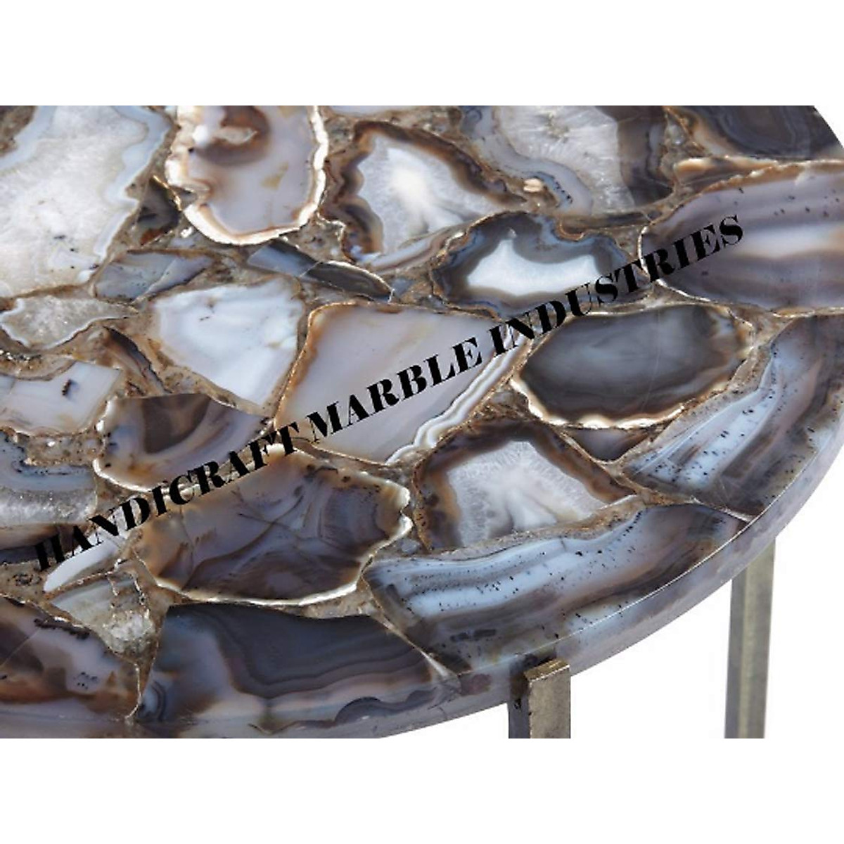 Round Agate Table 21", Round Coffee Table, Agate Table Top, Agate Coffee Table, Agate Side Table, Round Table, Stone Table. Grey Agate Geode Table