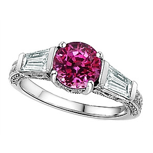 Star K Round 7mm Simulated Pink Tourmaline Ring Sterling Silver Size 4