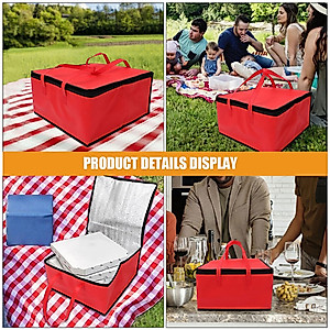 SOLUSTRE Insulated Food DeliveryBags Grocery Pizza Tote Bag Pouch Foldable Heavy Duty Storage Container For Hot And Cold Food Restaurants Catering (Red)
