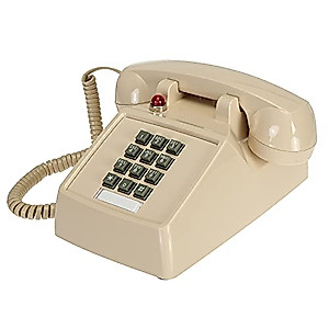 SOUJOY Classic Vintage Cord Phone, Landline Retro Phone with Volume Control, Loud Ringer Desk Phone for Home and Office, Beige