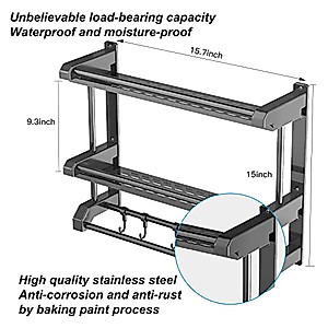 HIHIOI Bathroom rack, no punching self-adhesive hanging bathroom storage rack,black.