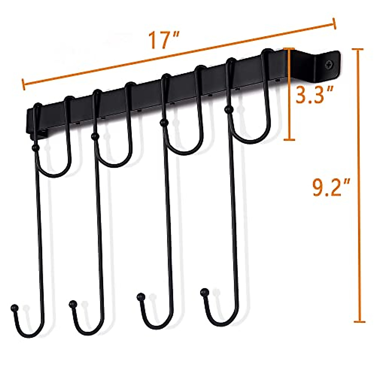 EGMEHOAD Coffee Mug Holder Wall Mount Black, Coffee Cup Holder Wall Mounted 8 Cups, Coffee Mug Rack Wall Mounted