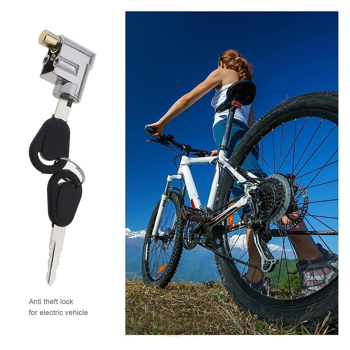 Create idea 2pcs Battery Cylinder Lock Ignition Switch Anti-Theft Safety Lock for Motorcycle Electric Bike Scooter E-Bike with 4 Keys Light Weight