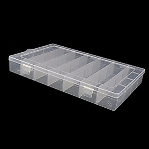 FENICAL Clearn Plastic Jewelry Organizer Box 28-Grid Storage Container Case with Removable Dividers