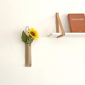 SNAIL GARDEN 2 Pack 12.5" H Wall Vases for Flowers, Wall Hanging Vase Fabric Wall Flower Vase Wall Decor for Living Room,Bedroom, Office and More(Burlap)