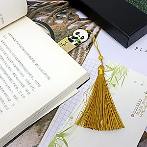 yueton Creative Classical Style Metal Bookmark Brass Ruler Bookmark Cute Panda Copper Bookmark with Beautiful Tassels for Office, School, Home, Library and Bookstore Use - with a Gift Box