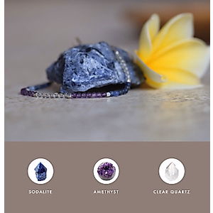 BALIPURA - Let Go Aura Bracelet for Women - 2mm SMALL (TINY) BEADS Healing Crystal, Natural Gemstones, Clear Quartz - 925 Solid Silver Beads - Essential Women Real Stone - (Let Go)…