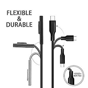 Microsoft Surface Connect to USB-C PD 15V Charging Cable Compatible for Microsoft Surface Pro Series, Surface Book Series, Surface Laptop Series, Surface Go (Female USBC)