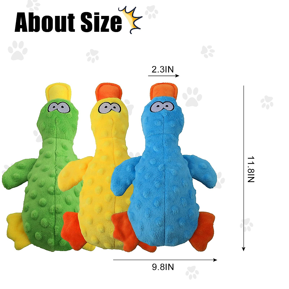 MANOPAWS 3 Pack Squeaky Dog Toys,Duck Crinkle Plush Dog Toys for Aggressive Chewers,Interactive Dog Toys for Puppy Small, Medium and Large Dogs Teething/Entertaining/Reduce Boredom