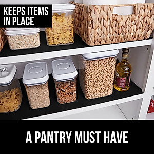 Gorilla Grip Drawer Liner and Smooth Drawer Liner, Shelf Liner Size 17.5x10, Bathroom Storage Shelves, Smooth Liner Size 17.5x20, Non Adhesive, Both in Black, 2 Item Bundle