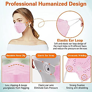 60Pcs KF94 Disposable Face Masks, KF94 Mask, Fish Mouth Type Aldult Safety Four Layer Protective Cup Type mask,Comfortable Breathable,and Protection Rate of 95%, Suitable for all Adults (Pure)