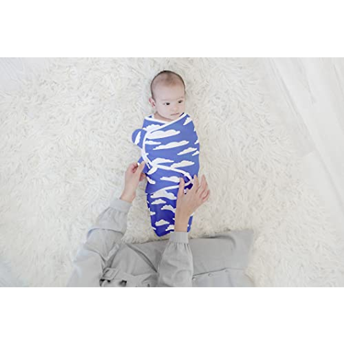 BaeBae Goods Swaddle Blanket, Adjustable Infant Baby Swaddling Wrap Set of 4, Baby Swaddling Wrap Blankets for Boys and Girls Made in Soft Cotton (0-3 Months)