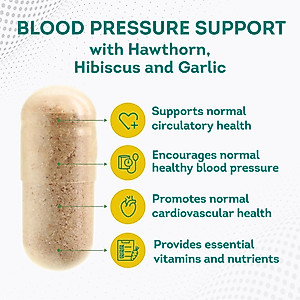 PurePremium Blood Pressure Supplements with Hawthorn Berry, Hibiscus - Nitric Oxide for Normal Blood Pressure Support with Vitamin B12 - Garlic Supplements for Normal Nitric Oxide Supplement - 90 Caps