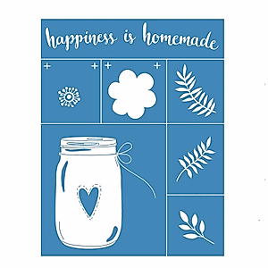 MANGOUSONG Screen Printing Kit,22x28cm Happiness is Homemade Mesh Screen Stencils Self-Adhesive Silk Screen Printing Stencil Canvas Bag Print Washable