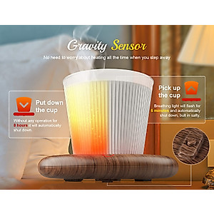 Coffee Mug Warmer, 40W Coffee Cup Warmer for Desk with 3 TEM Setting Breathing Light Gravity-Induction Smart Electric Beverage Warmers Heating Plate for Coffee, Milk, Tea, Candle Wax