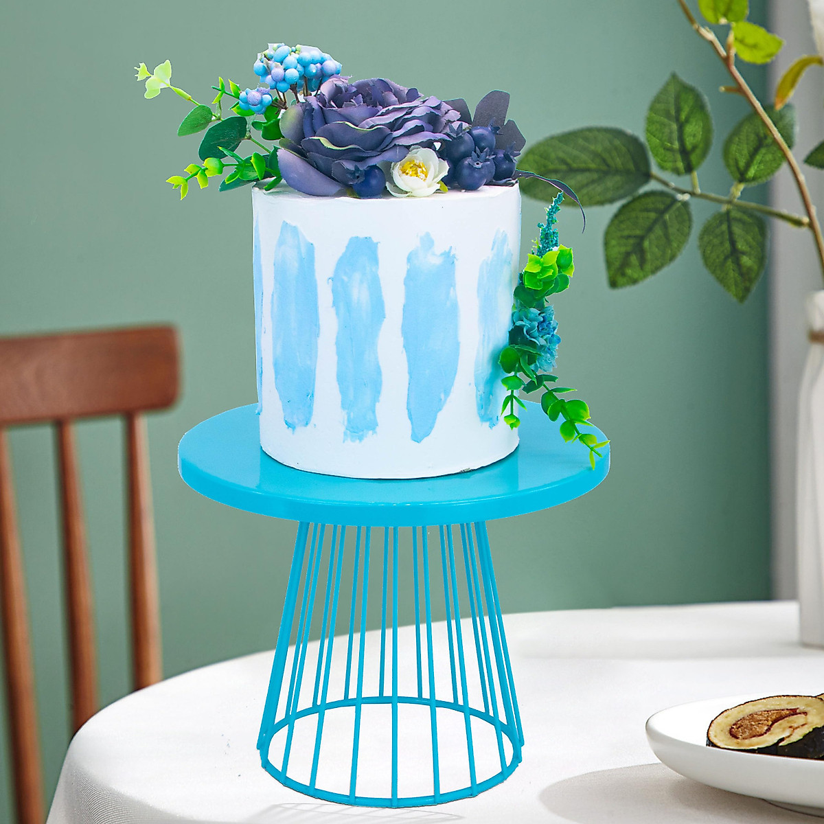 WeiteShow Party Cake Stand for Dessert Table- Cake Holder- Round Cake Stand or Cup Cake Stand,blue-10”