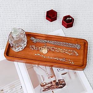 HOMBEMO Wooden Serving Trays, 11.8 Inch Wood Serving Platters of Natural Paulownia Solid Wood, Rectangular Wooden Tray, Charcuterie Board, Small Tray for Kitchen Counter Home Decor