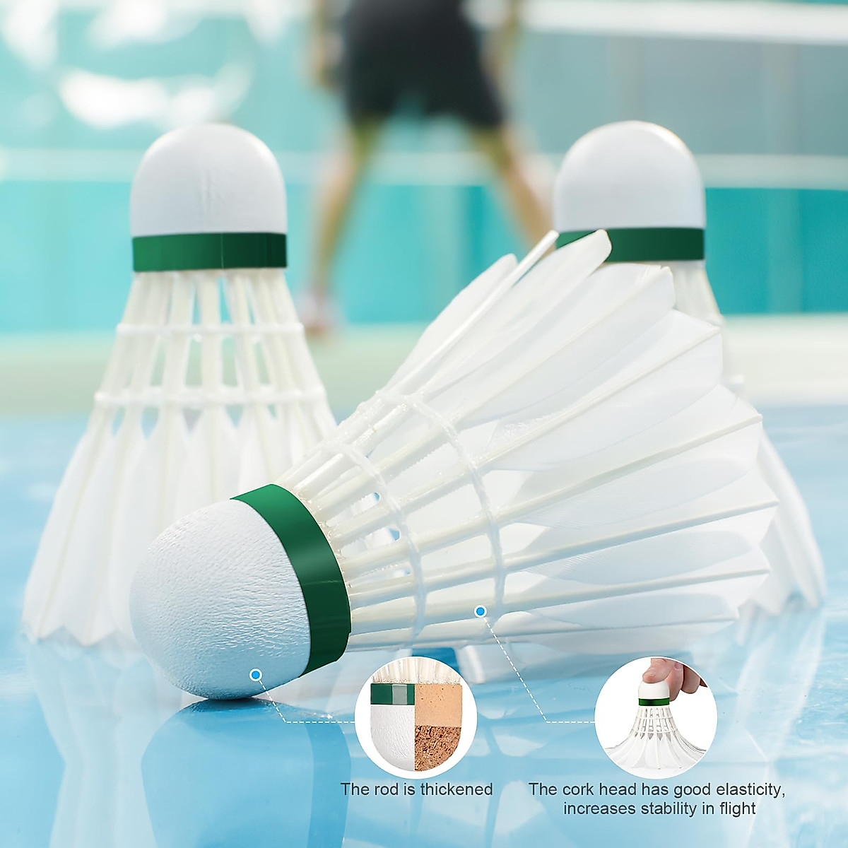 Philonext Goose Feather Badminton Shuttlecocks Birdies, 12 Pack Hight Speed Training Badminton Balls with Great Stability for Indoor Outdoor