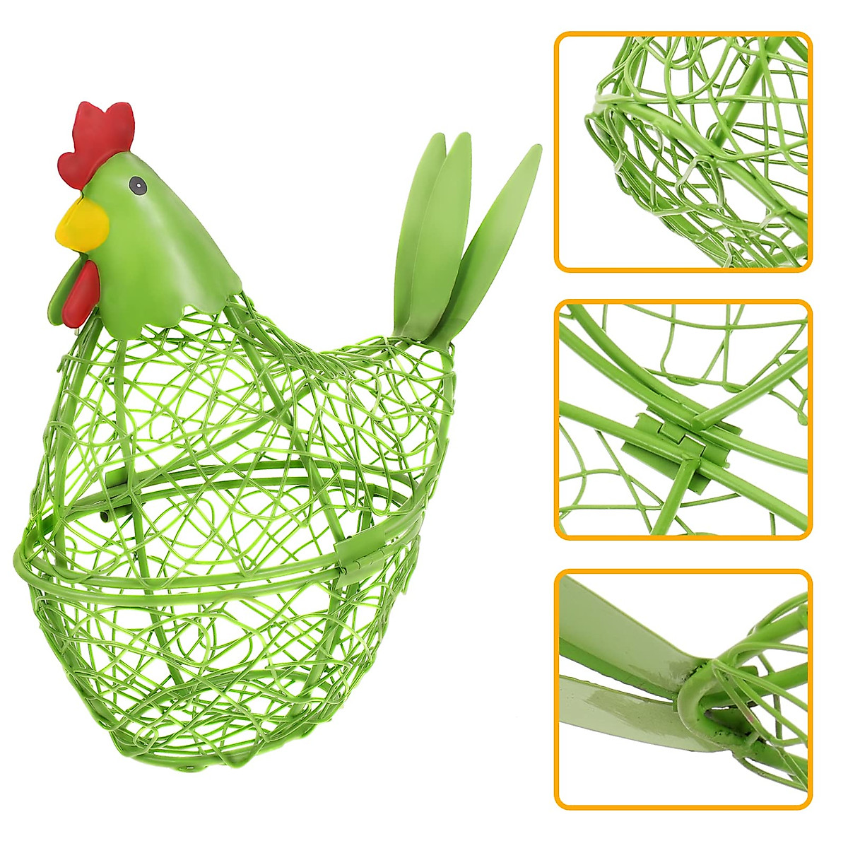 Amosfun Hen Egg Basket Farmhouse Eggs Baskets Metal Wire Egg Baskets Egg Basket Chicken Egg Wire Basket Egg Storage Basket Creative Egg Baskets Candy Bowl Iron Old Fashioned Dispenser