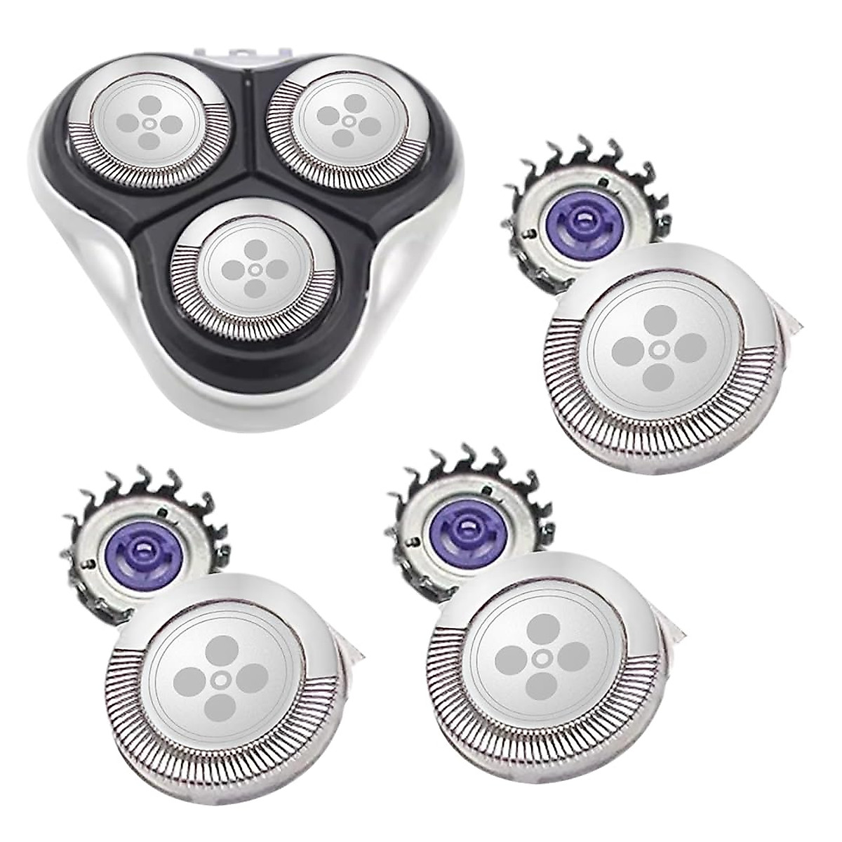 Set of 3 Replacement Heads for Replacing Philips Norelco HQ6 Quadra Action Shavers