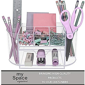 Desk Organizer Pen Holder Acrylic for Office Supplies and Desk Accessories Clear Office Organization Desktop Organizer for Room College Dorm Home School (Clear)